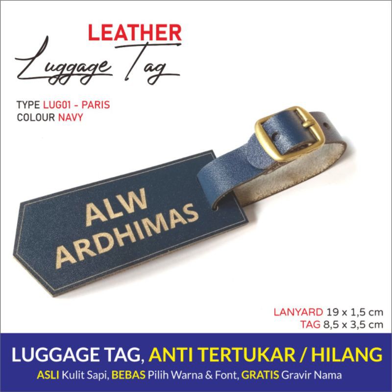 Jual NAME TAG TAS Luggage Tag Penanda Tas Bahan Kulit Sapi Gratis ...