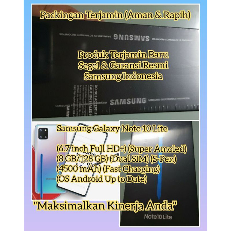Jual HP Samsung Galaxy Note 10 (Lite) (Dual SIM) (8 GB/128 GB) (NFC) (4500 mAh) (New Segel Resmi ...