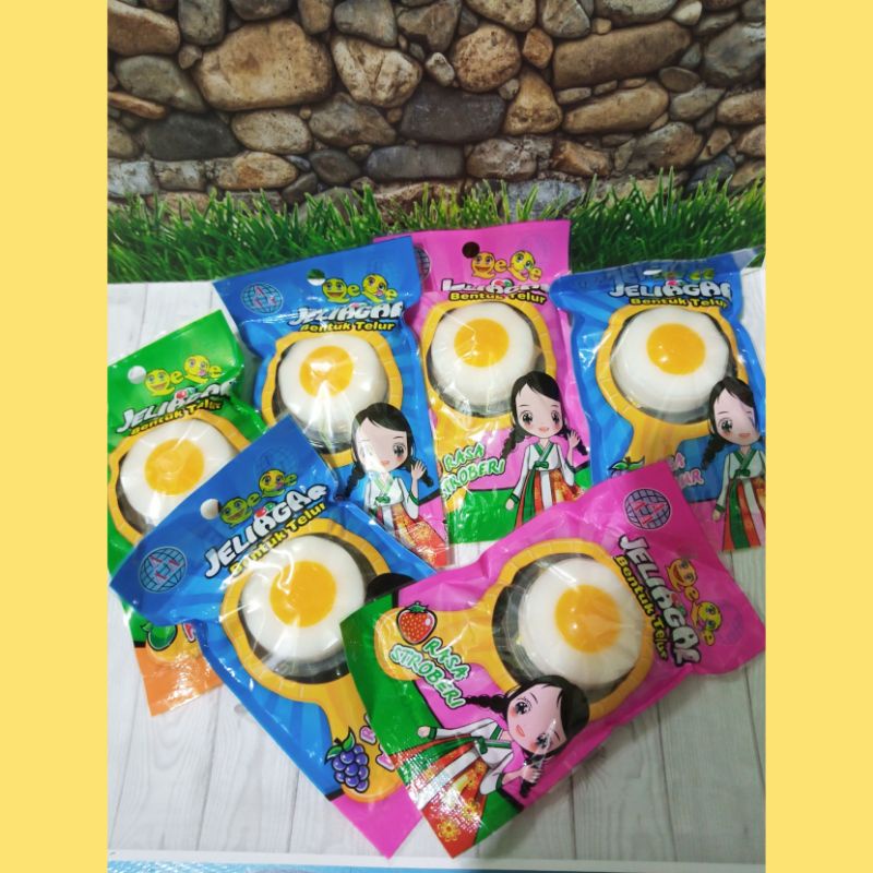 Jual Jellygar/agar"jelly 2 in 1 Bentuk Telur Ceplok +Serbuk (permen ...