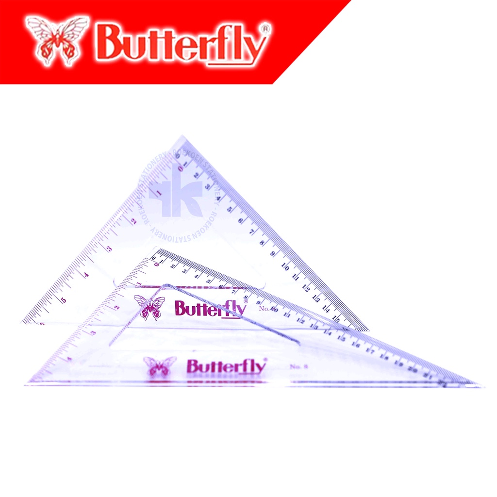 Jual Butterfly Triangle Ruler Penggaris Segitiga Mika BT-No. 8 (23cm x ...