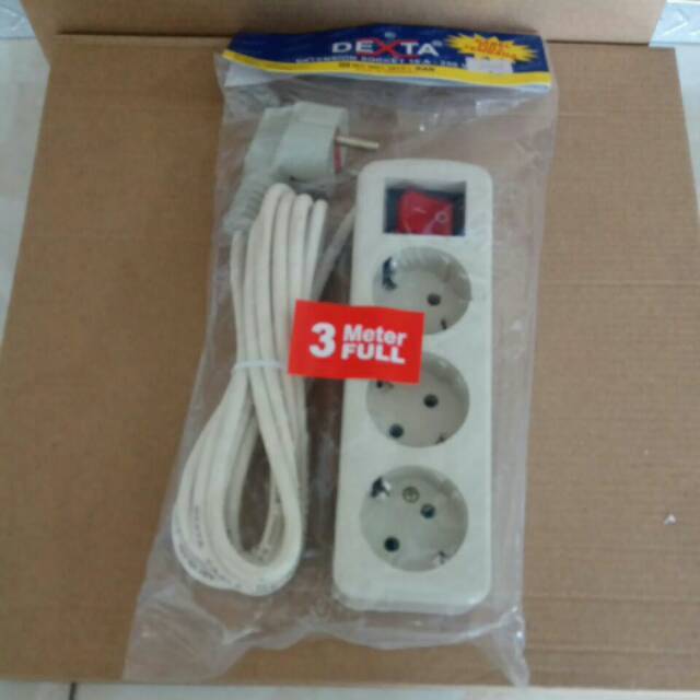 Jual Stop kontak dexta terminal kabel dexta 3 meter full | Shopee Indonesia