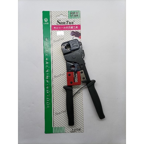 Jual SANTUS TANG CRIMPING RJ 12 & RJ 45 / 6 PIN & 8 PIN + CUTTER ST-68B ...