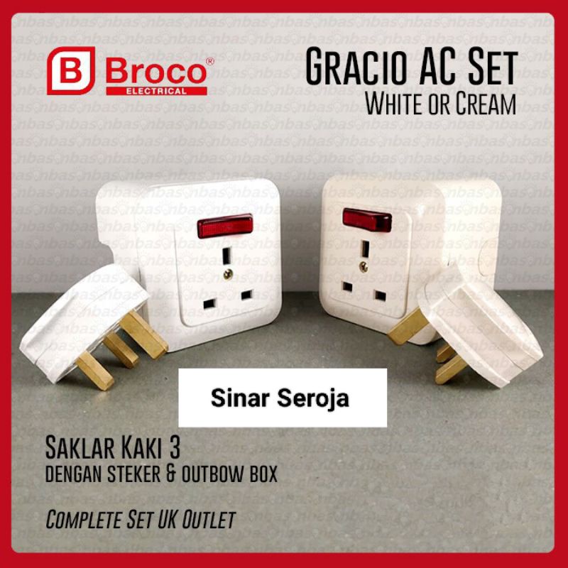Jual BROCO Gracio BSI AC Socket SET OB | Colokan AC | Cream | Shopee ...