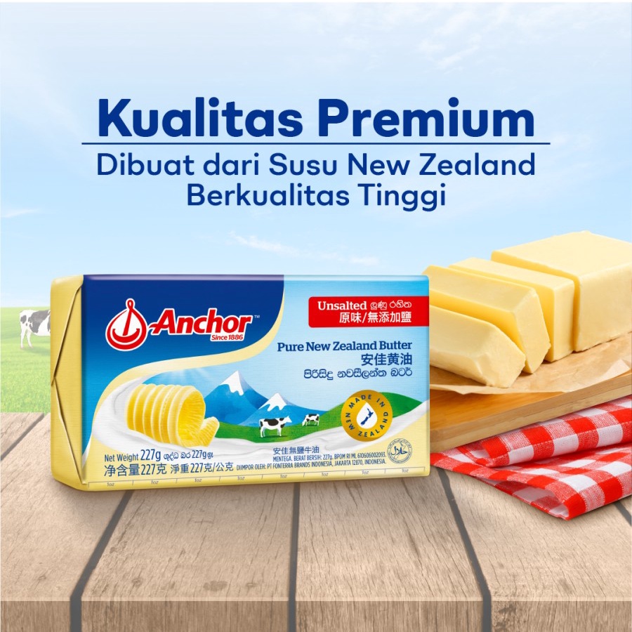 Jual Anchor Unsalted Butter 200gr - Mentega Tawar 227gr (KHUSUS KURIR ...