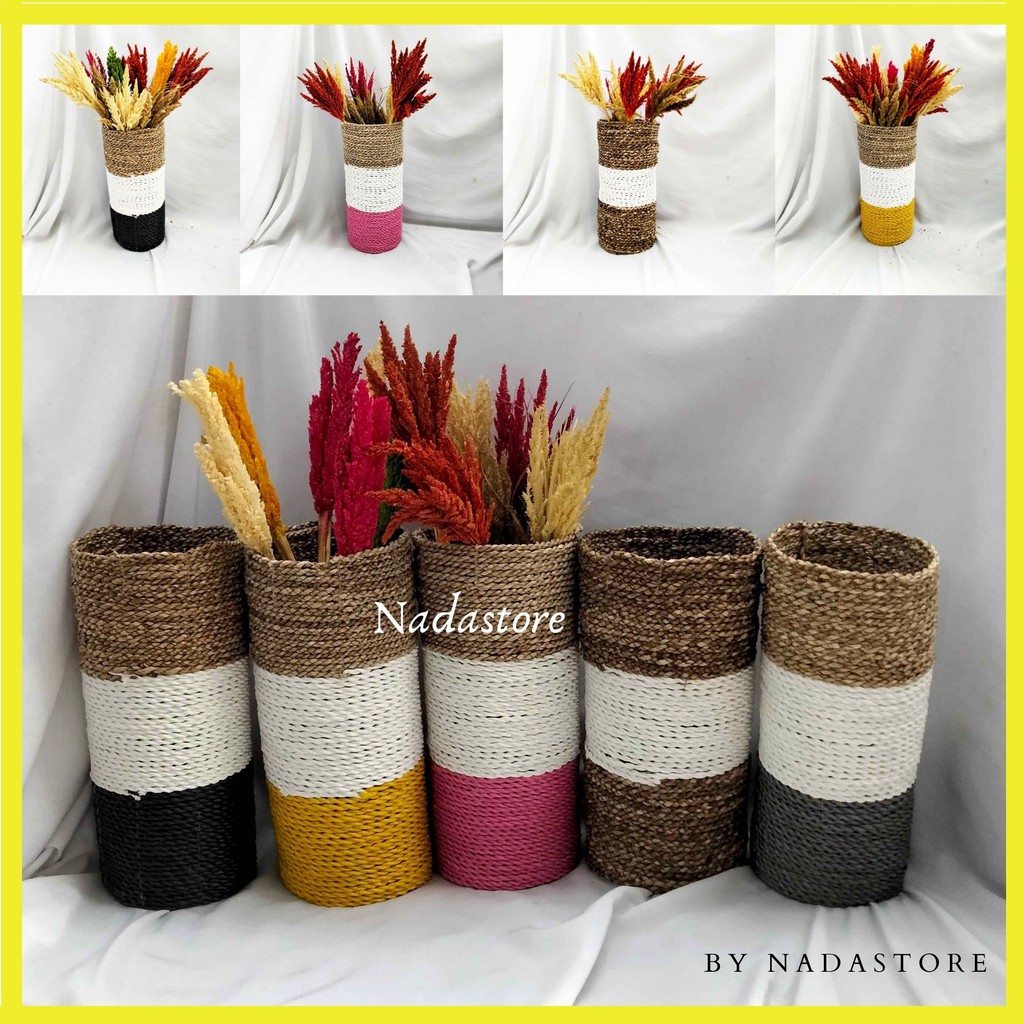 Jual Vas Bunga Kering Anyaman Seagrass / Vas Bejana Seagrass | Shopee ...