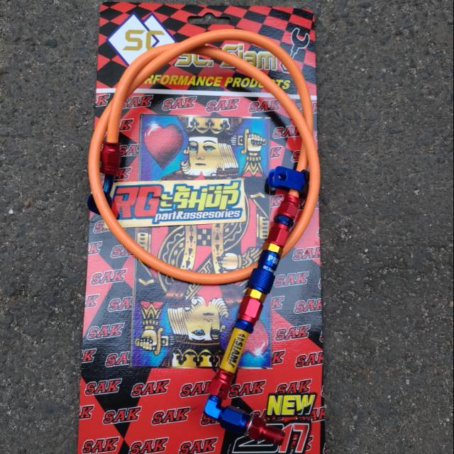 Jual selang rem depan PSI carbon orange 90 derajat original SIAM ...