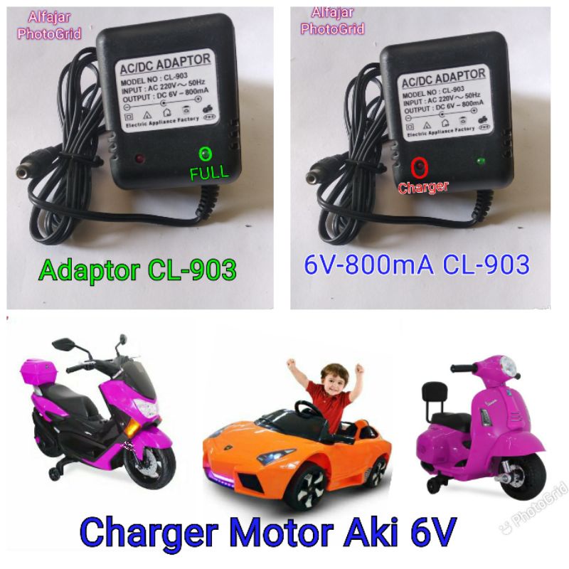 Jual Charger Adaptor Mainan Motor aki 6V 4.5aH Mobil accu 6V 7aH PMB ...