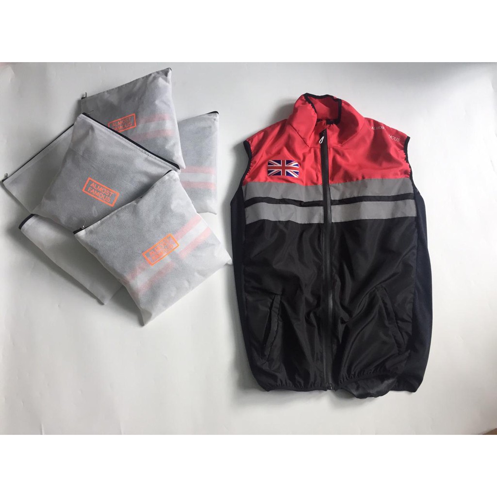 Jual ROMPI SEPEDA / WINDBREAKER VEST / BICYCLE / MERAH HITAM | Shopee ...