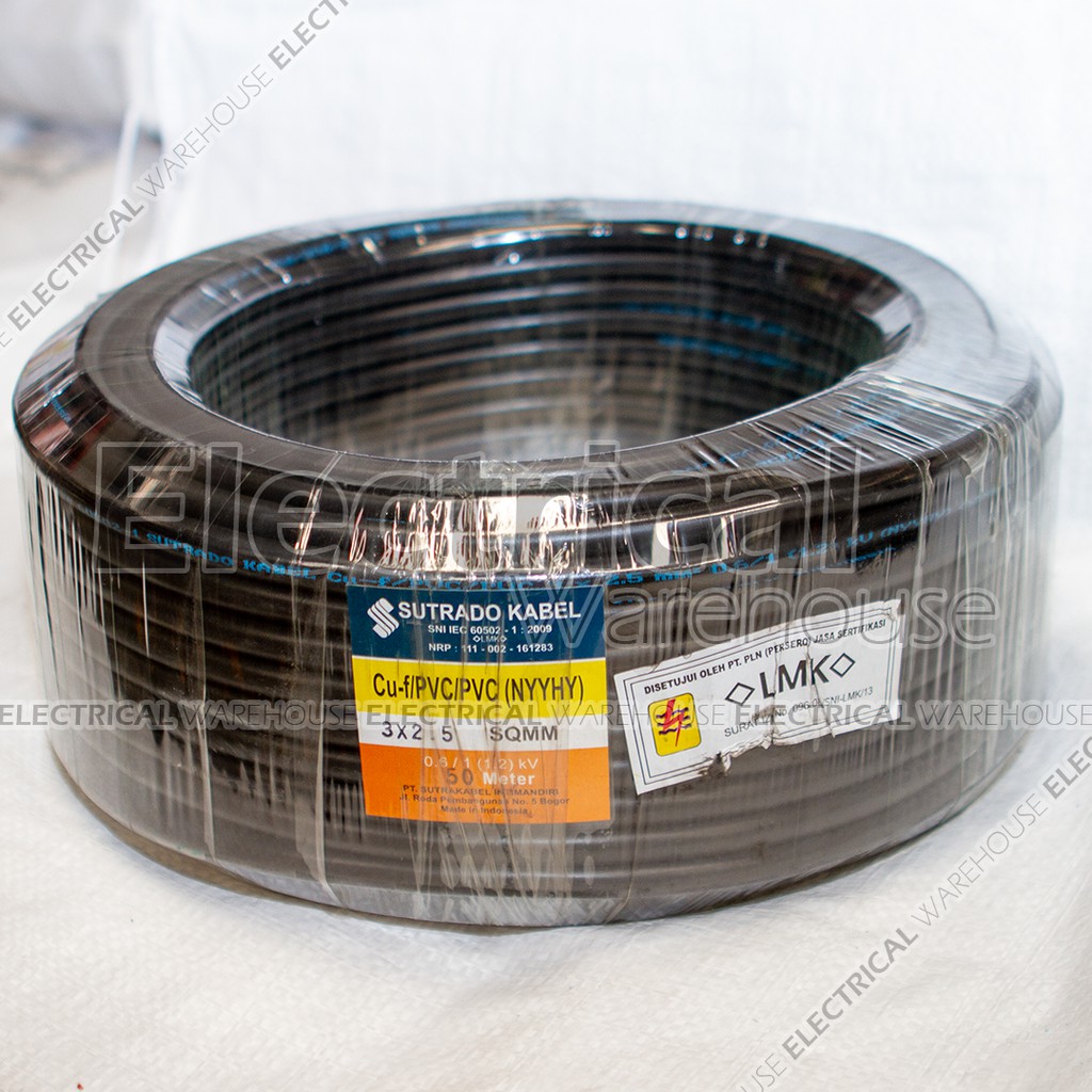 Jual Kabel Serabut NYYHY 3x2.5mm2 1 roll 50 Mtr SUTRADO ( NYY HY 3x2.5 ...