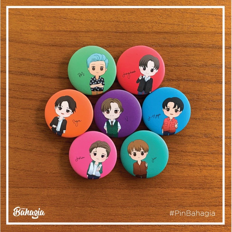 Jual Pin BTS Doodle - V, Jungkook, J-Hope, Suga, Jin, Jimin, RM - Army ...