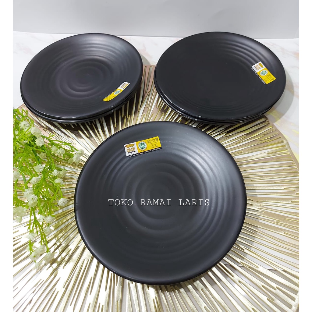 Jual ( 6 PCS ) P2206A PIRING MELAMIN MODEL TEMBIKAR 6 INCH HITAM GOLDEN ...