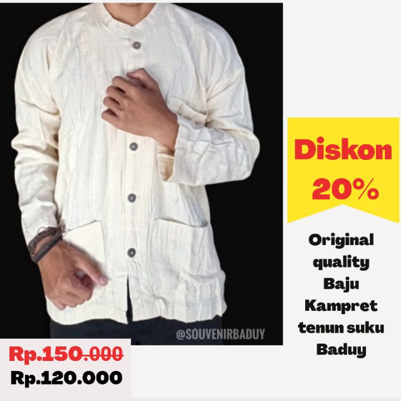 Jual Original quality Baju kampret kancing putih/crem khas suku Baduy ...