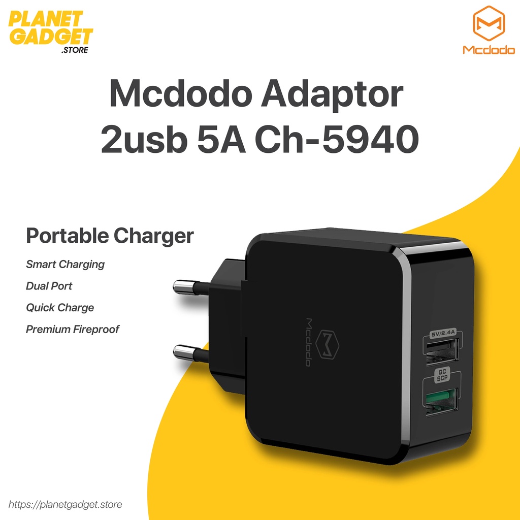 Jual Mcdodo Adapter Super Charger 2usb 5A Ch-5940 Black | Shopee Indonesia