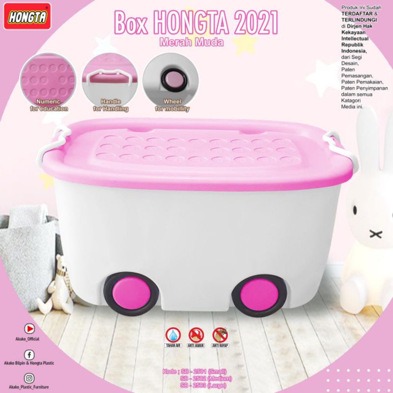 Jual HONGTA - Storagebox Roda Besar + Gagang + Tutup Corak ABC | Shopee ...