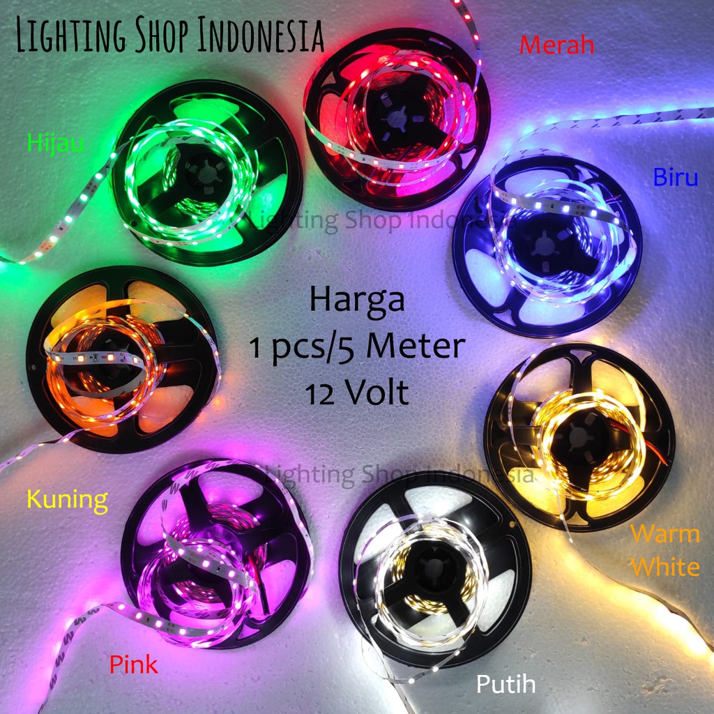 Jual Lampu Strip LED 3528 12volt 5meter Indoor Waterproof dan Non ...