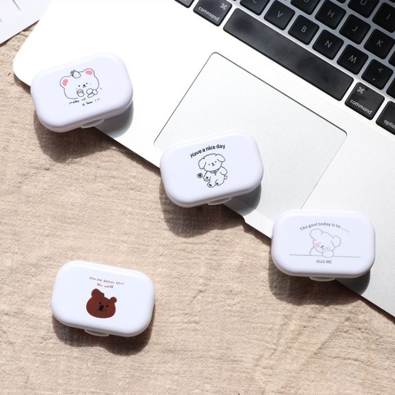 Jual tempat softlens mini putih motif random | Shopee Indonesia