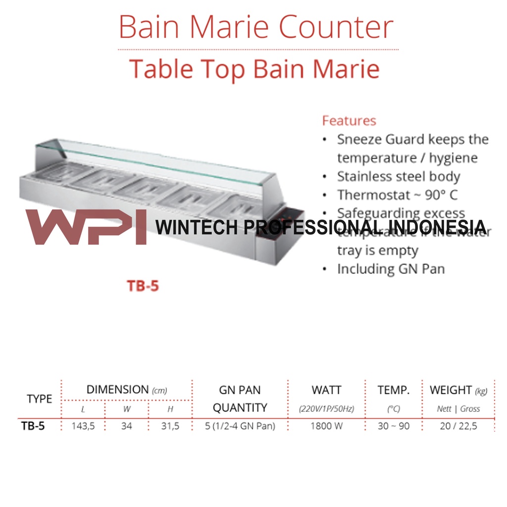 Jual Getra TB-5 Table Top Bain Marie - Kabinet Penghangat & Pemajang ...