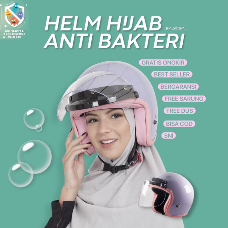 Jual Helm Bogo Wanita Hijab Sada Rosa Warna Purple Pastel Helem Anak ...