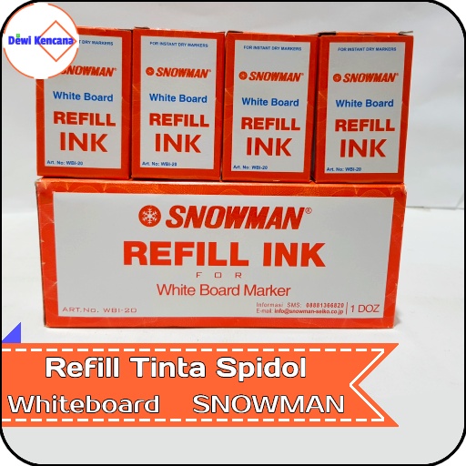 Jual Refill Tinta Spidol Whiteboard Refill INK SNOWMAN WBI-20 | Shopee ...
