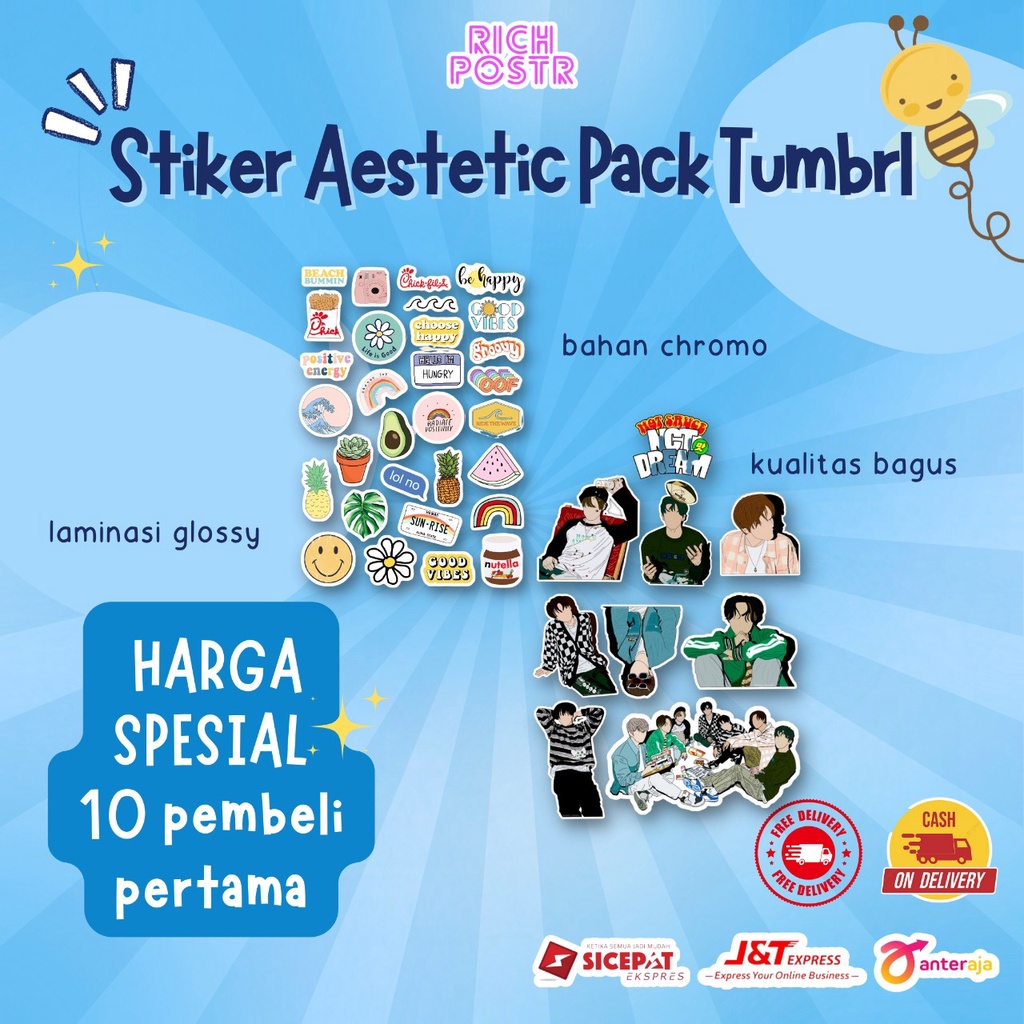 Jual Sticker Aesthetic Pack (UKURAN A6) | Stiker tumblr estetik ...