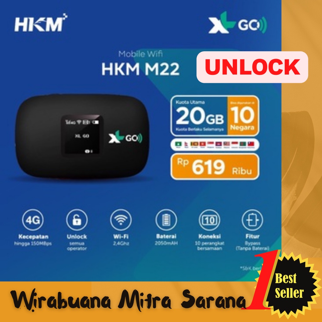 Jual Modem MIFI Hkm M22 Wifi Unlock 4G Free Xl Go izi 25gb Resmi | Shopee Indonesia