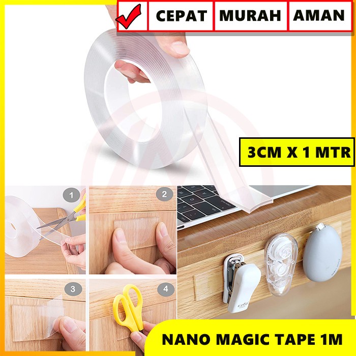 Jual Nano Magic Tape 2 cm x 1 m Double Tape Double Side Super Rekat 2cm ...