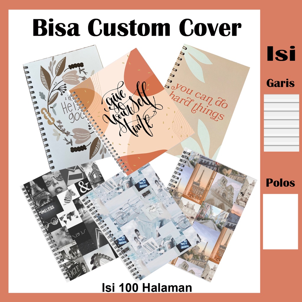 Jual Buku Catatan Aesthetic A5/Buku Catatan A6 Isi 100 Halaman/Buku ...