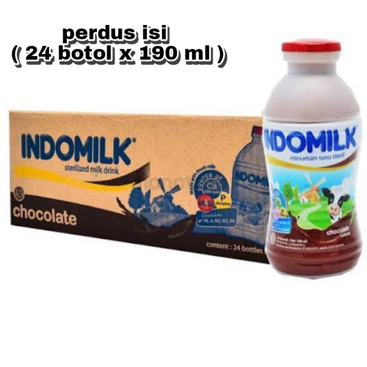 Jual indomilk botol susu UHT rasa coklat dan strawberry perdus isi ( 24 botol x 190 ml ...