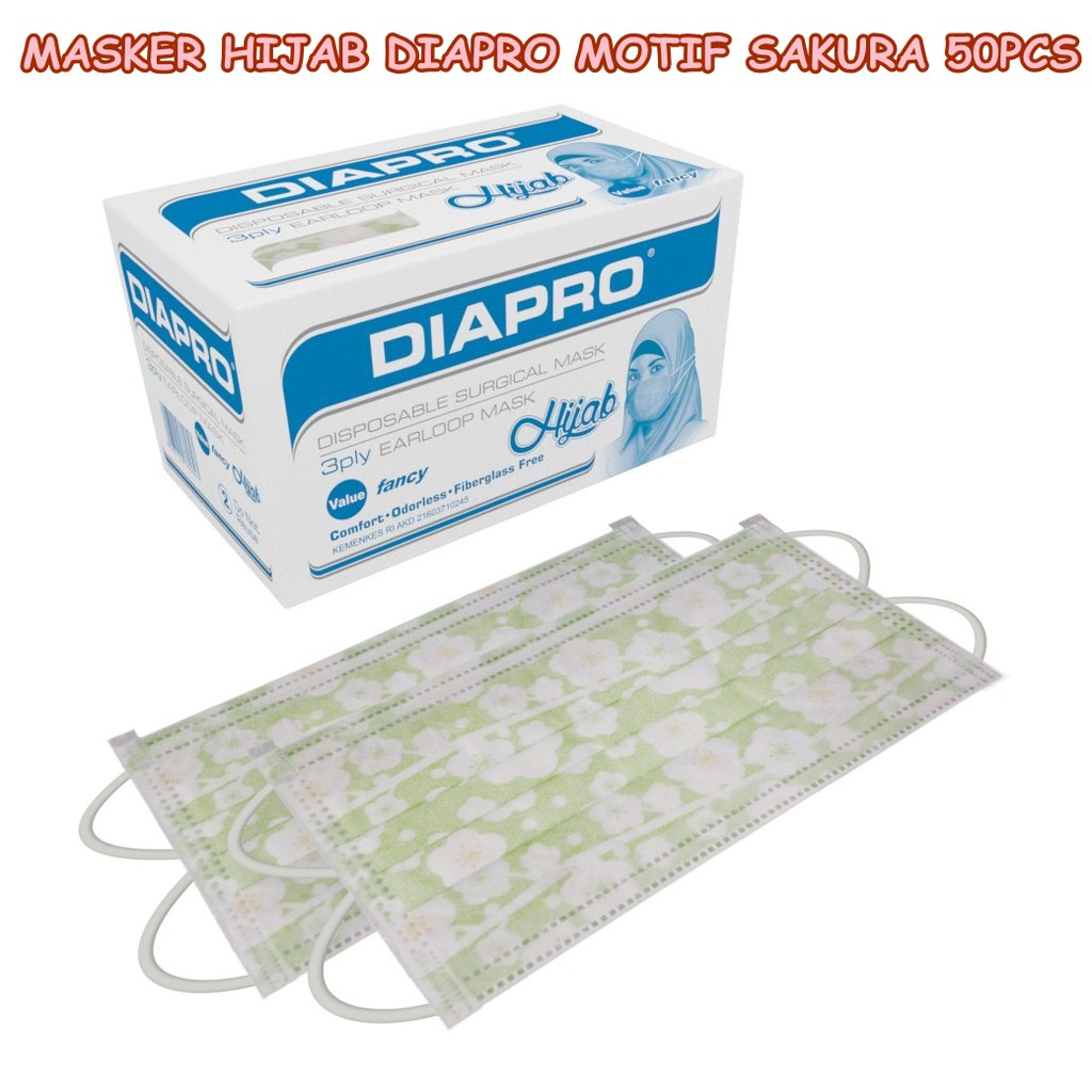 Jual MASKER HIJAB DIAPRO MOTIF SAKURA ISI 50 PCS | Shopee Indonesia