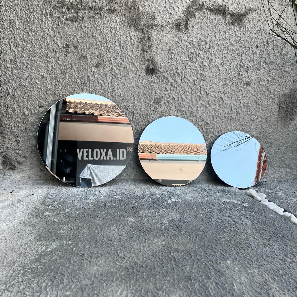 Jual Kaca Cermin Bulat Aesthetic Langsung Tempel Tebal 2MM / Kaca ...