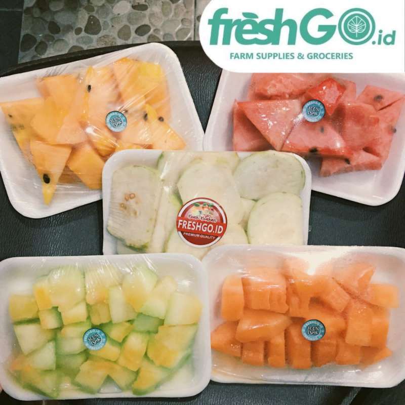 Jual Buah Potong ( Semangka, Melon, Jambu Kristal, apel, Pear)/pack ...