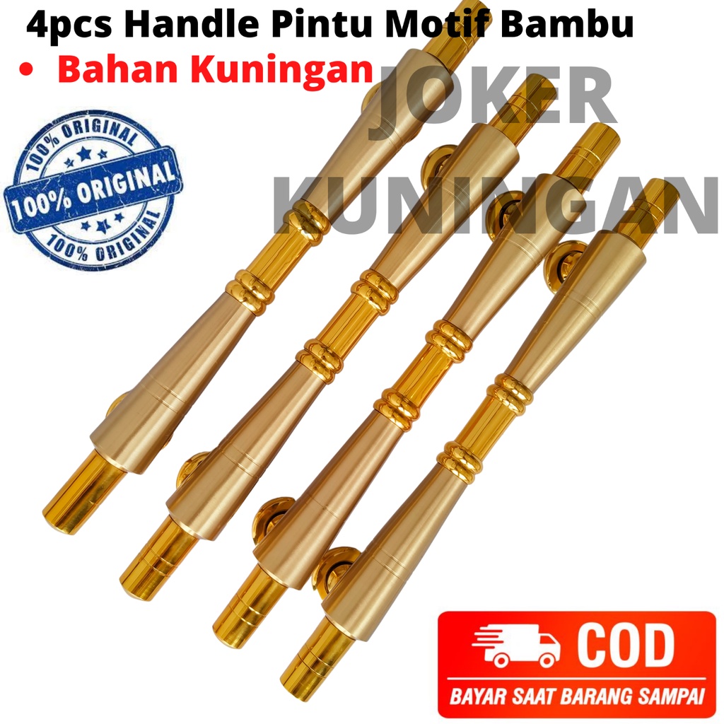 Jual Handle pintu rumah 4pcs / Gagang pintu rumah kuningan motif bambu ...