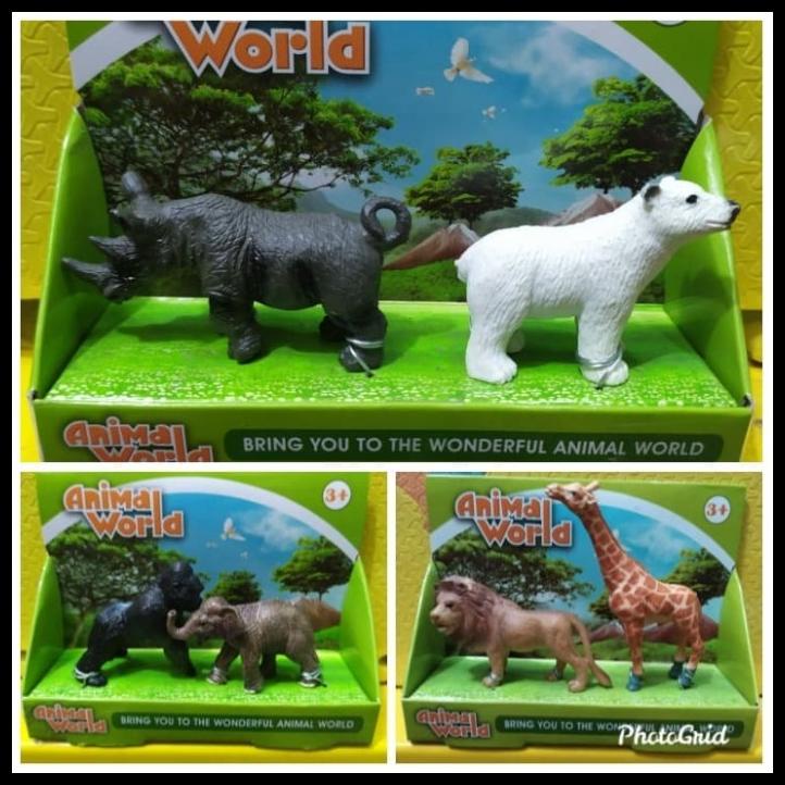 Jual Mainan Binatang Miniatur Badak Dan Beruang Kutub Maket Kebun ...