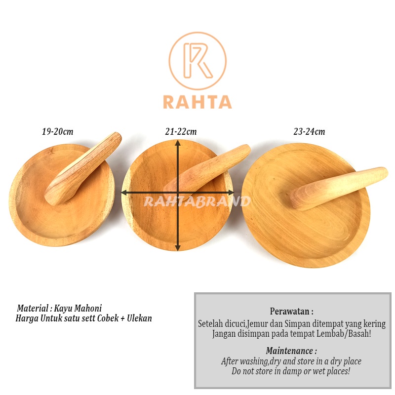 Jual KT01-(Cobek+Ulekan) Cobek dan ulekan Kayu Mahoni/cobek kayu mahoni ...