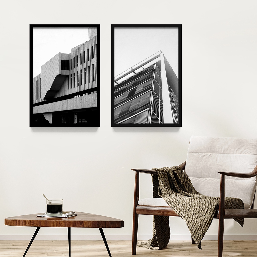 Jual Poster Gedung Hitam Putih Wall Decor Monochrome Architecture Art ...