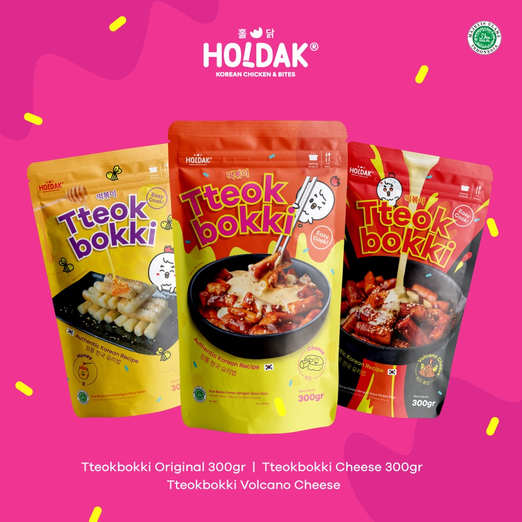 Jual Holdak 3 Varian Tteokbokki 900 gram (Original, Cheese, Volcano ...