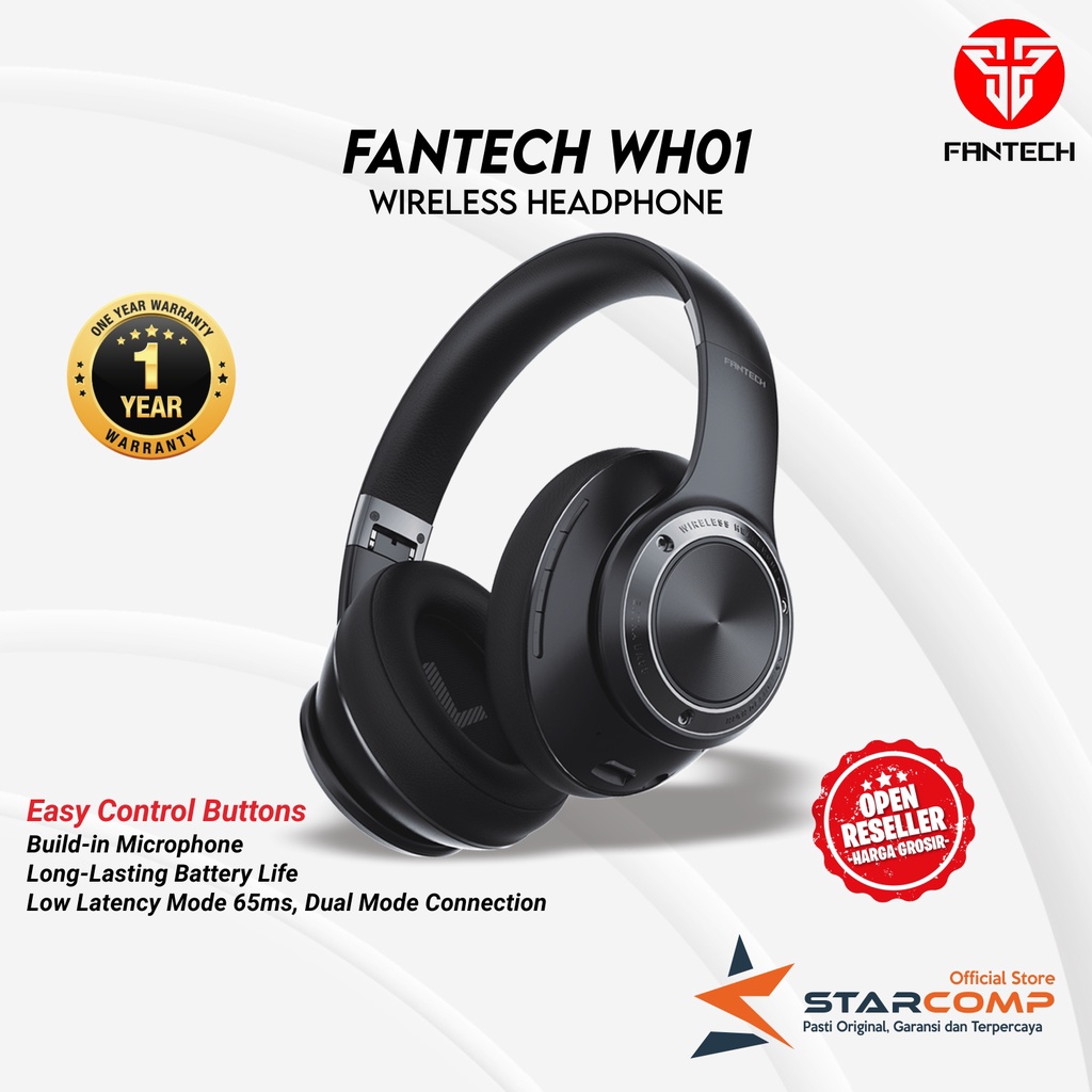 Jual Fantech WH01 Headphone Bluetooth Headset Wireless Low Latency 65ms ...