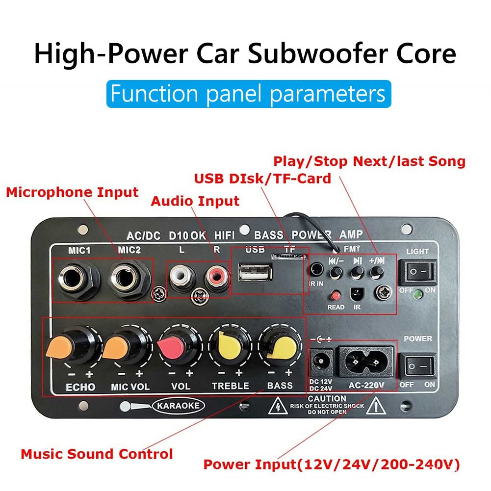 Jual AC 220V 12v 24v Digital Bluetooth Stereo Amplifier Board Subwoofer ...