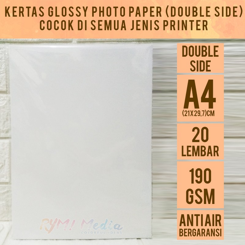 Jual Kertas Foto Glossy DOUBLE SIDE 190 gsm A4 isi 20 / Photo Paper ...