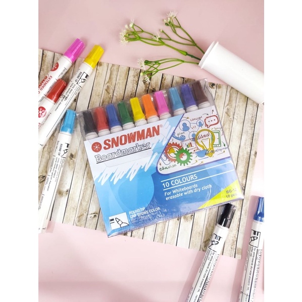 Jual SPIDOL SNOWMAN BOARDMAKER 10 WARNA | ISI 10 PCS | Shopee Indonesia