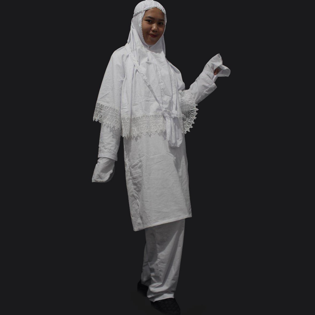 Jual Setelan Baju Ihram Putih Katun Lengkap - Baju Ihrom Wanita ...