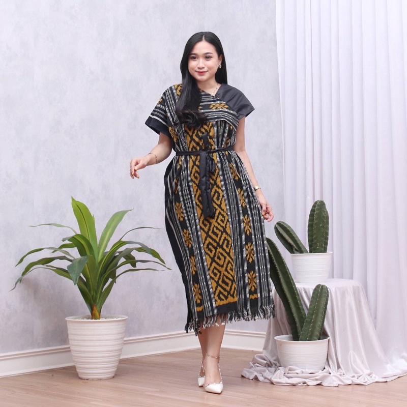 Jual DRESS AURORA TENUN IKAT ASLI SONGKET DRESS ETNIK DRESS KONDANGAN DRESS SONGKET KIMONIK ...