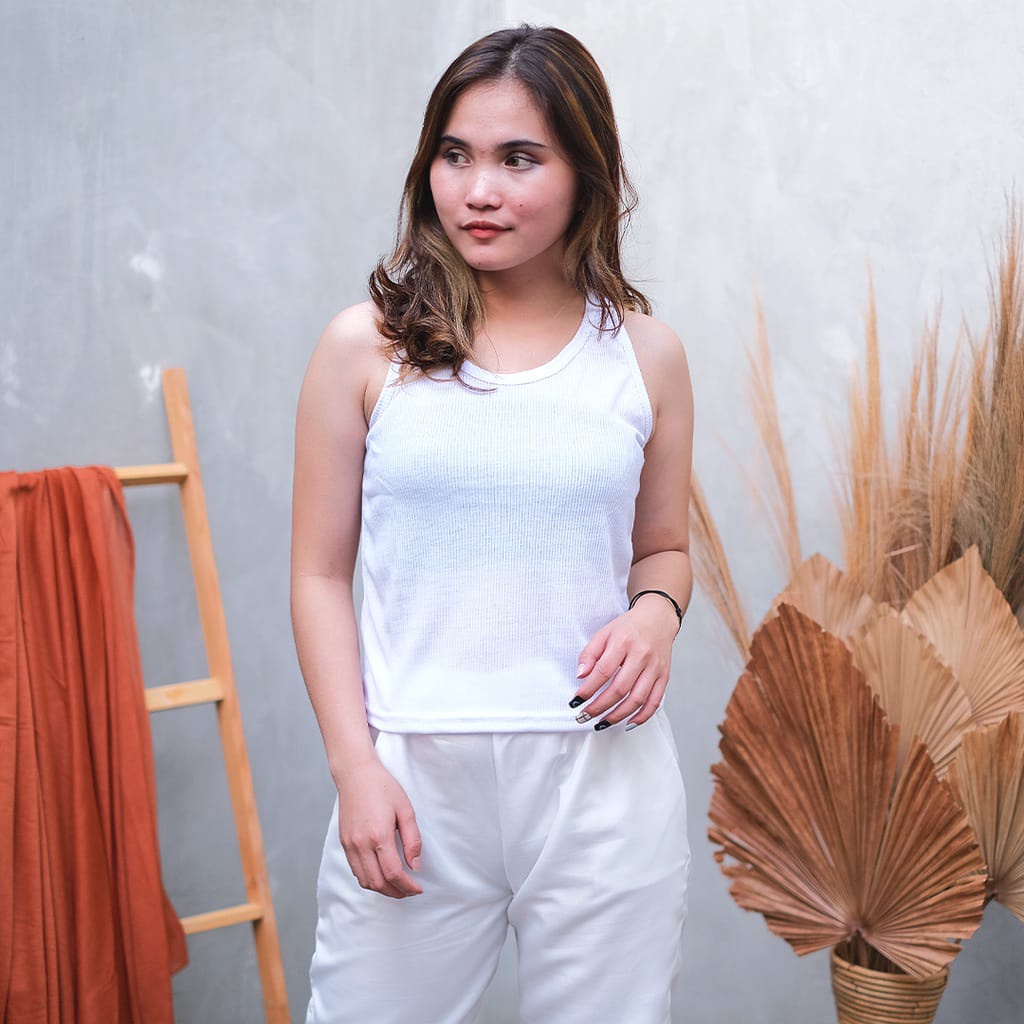 Jual Tank Top Atasan Wanita Agnes Ribbed Tanktop Rib Pakaian Dalam Dewasa Cewek Motif Polos
