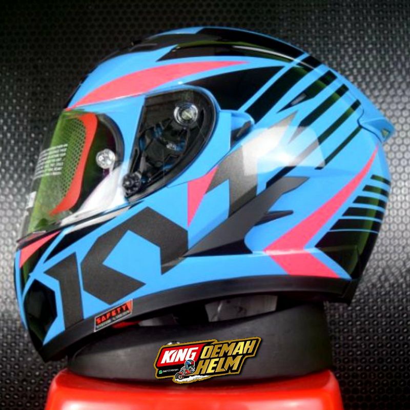 Jual HELM KYT FALCON FR RADIANT BLACK FUXIA BLUE HELM DOUBLE VISOR ...