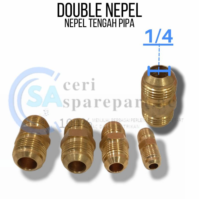 Jual Double nepel tengah 1/4 dobel nepel ¼" inch | Shopee Indonesia
