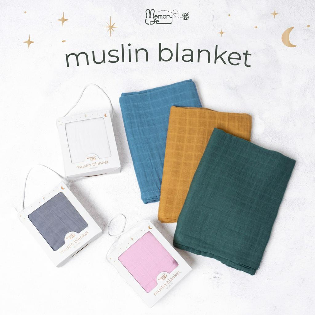 Jual MemoryLife - Premium Plain Muslin Baby Blanket Swaddle | Kain ...