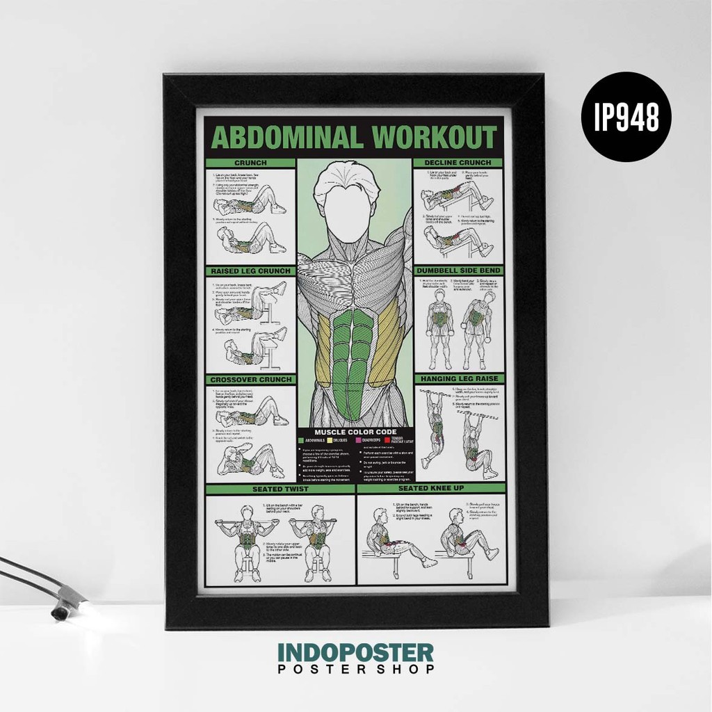Jual Poster Gym Fitness Abs Workout Body Building PIPIMOCI A2 60X40cm ...