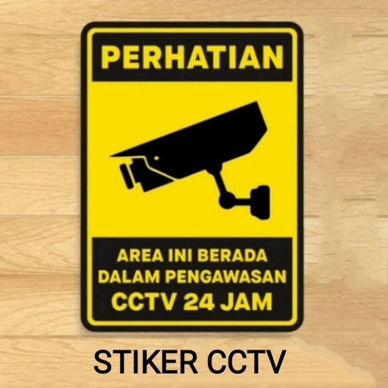 Jual Stiker cctv stiker tulisan perhatian area di pantau cctv stiker 10×15cm | Shopee Indonesia