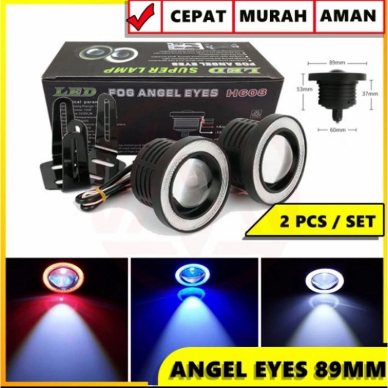 Jual Fog Lamp Mobil Foglight Angel Eye 89mm Angel Eyes Lampu LED ...