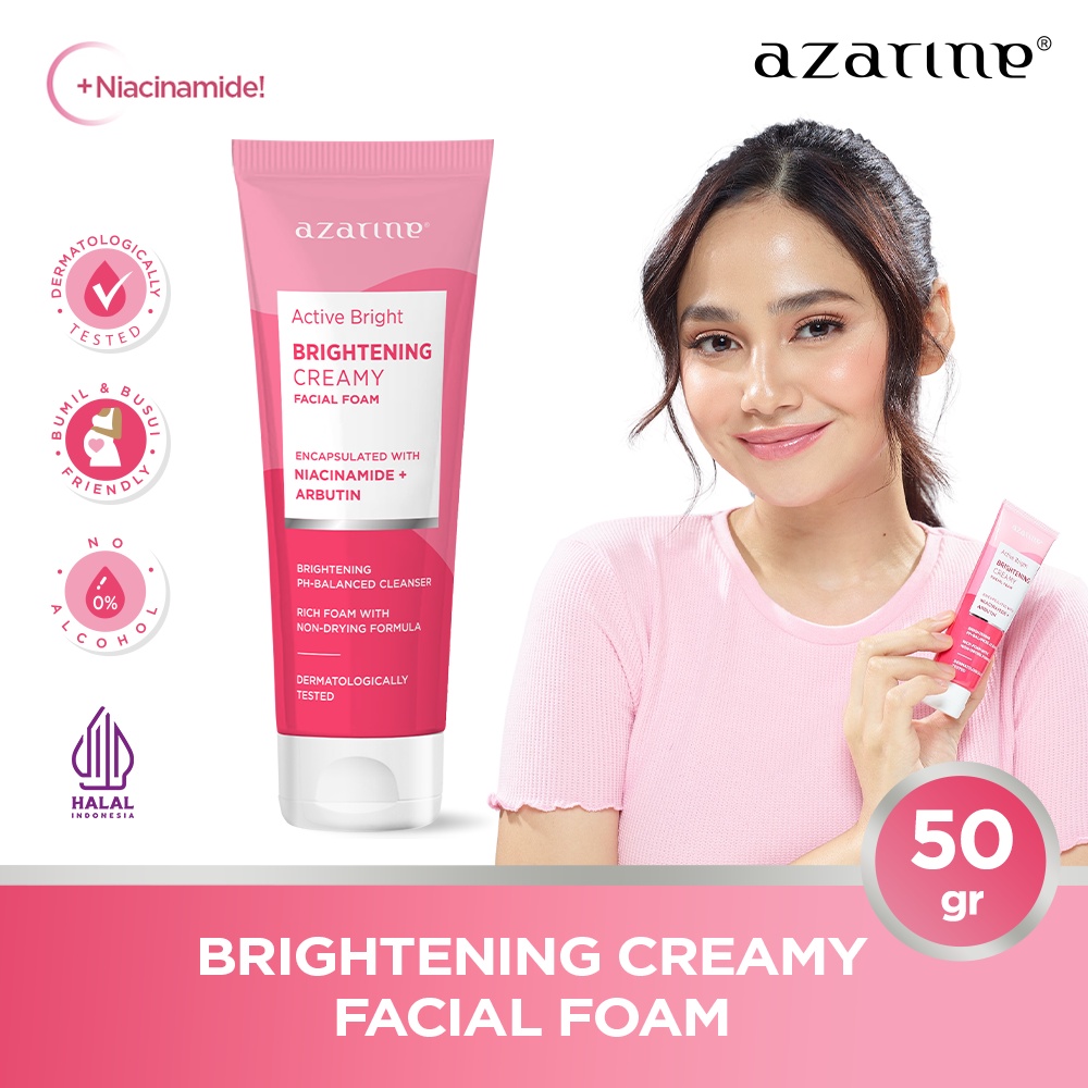 Jual Azarine Active Bright - Brightening Creamy Facial Foam 50gr ...